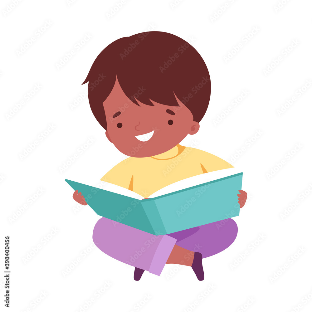 Little Boy Reading Clipart