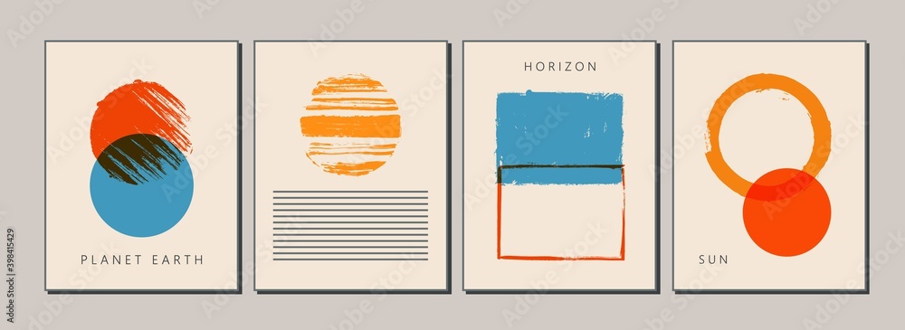 Set of modern, minimal, colorful posters, cards, brochures, covers ...