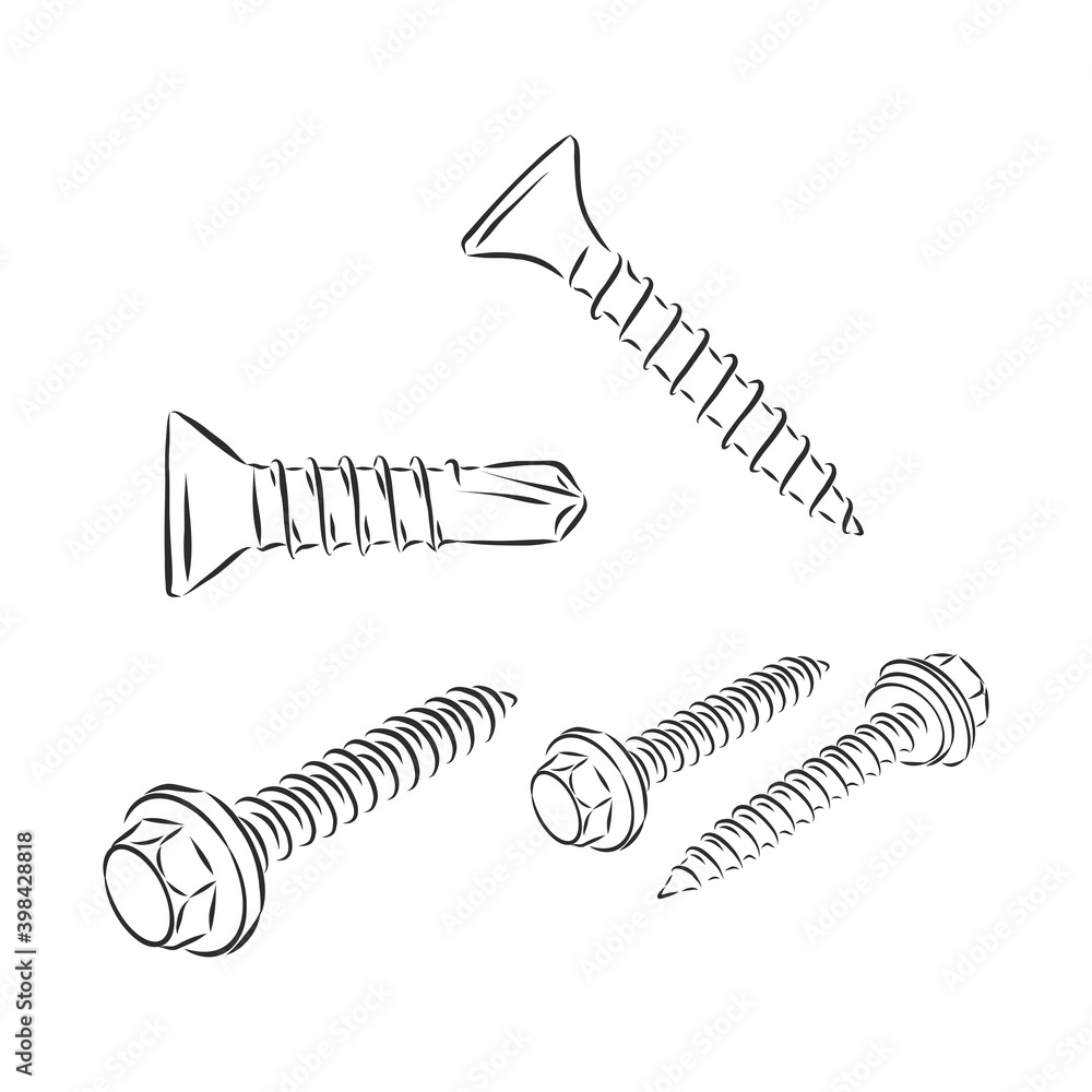 screw vector sketch illustration. Screw vector sketch icon isolated on ...