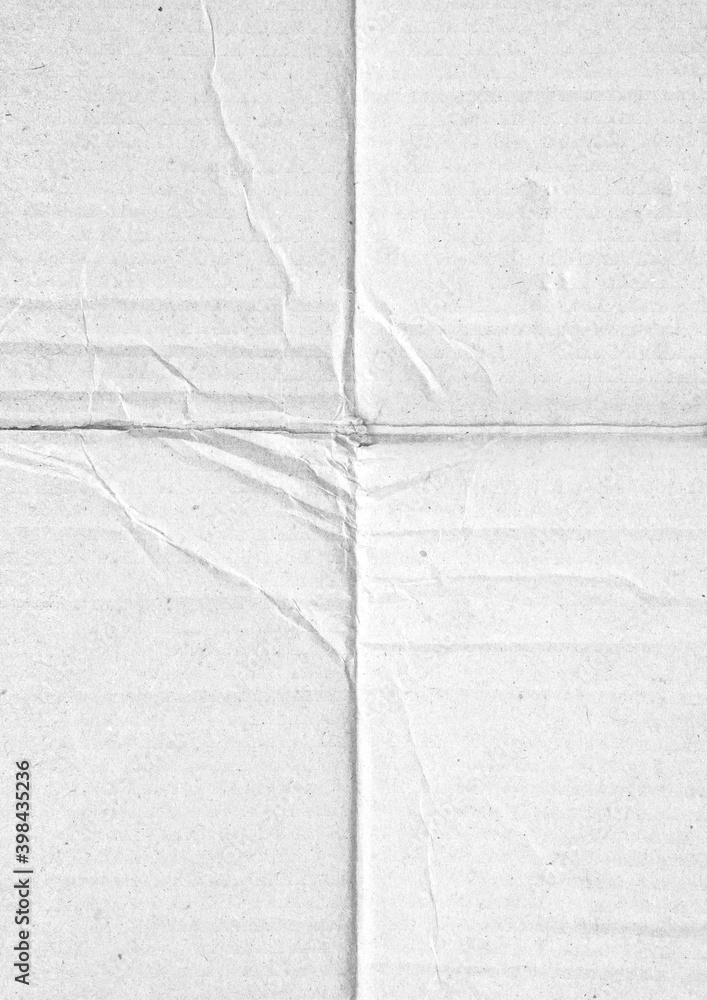 folded paper for poster texture. Blank white crumpled and wrinkled ...
