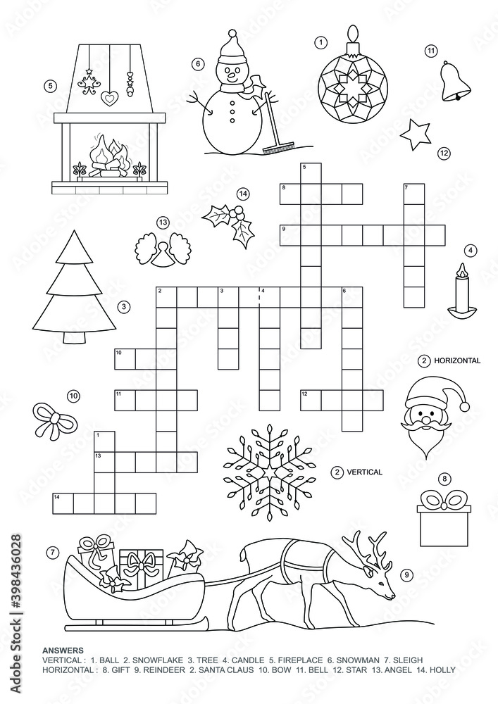 Crossword puzzle. This Christmas theme crossword puzzle game is for ...