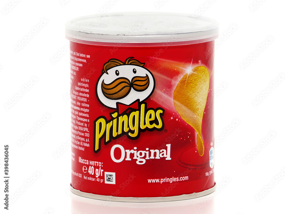 BUCHAREST, ROMANIA - SEPTEMBER 14, 2015. Pringles Original potato chips ...