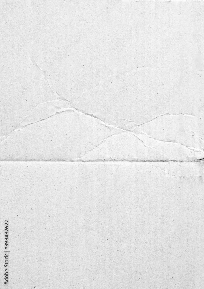 folded paper for poster texture. Blank white crumpled and wrinkled ...