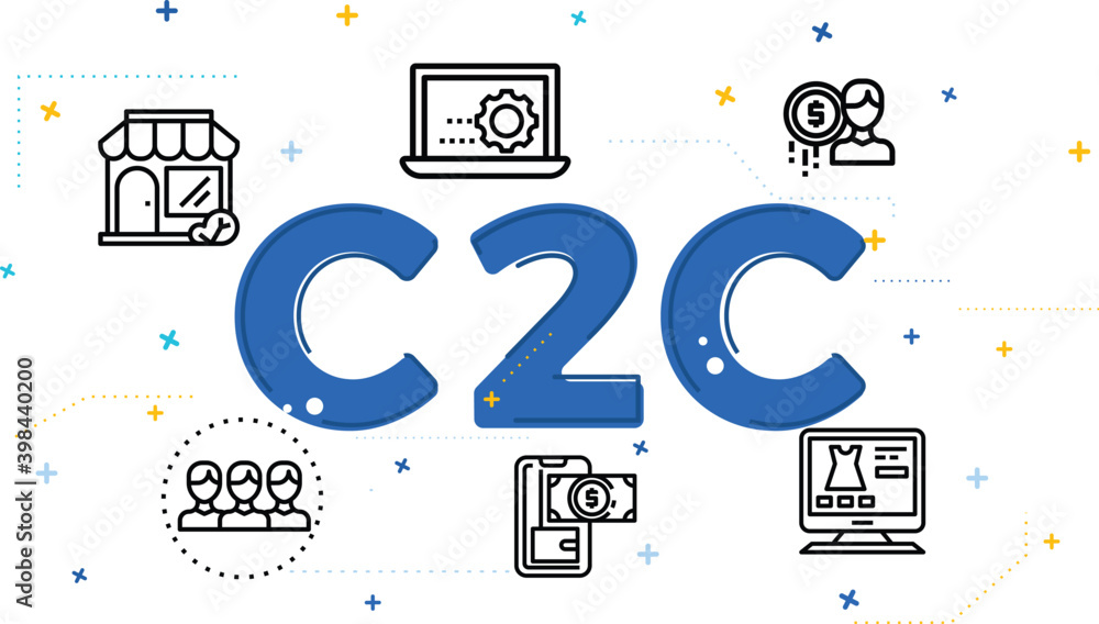 Illustration of customer to cutomer business model (C2C). Stock Vector ...