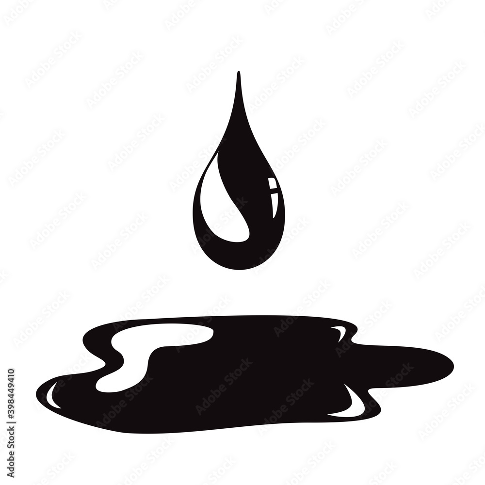 Oil drop and spill icon vector isolated on white background. Oil drop ...