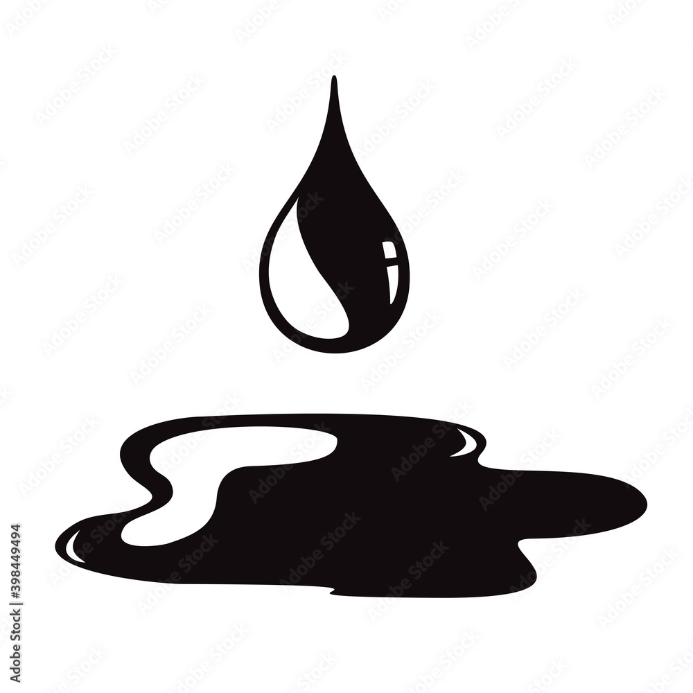Oil drop and spill icon vector isolated on white background. Oil drop ...