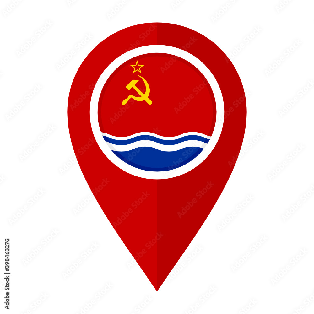 flat map marker icon with latvia soviet socialist republic flag ...