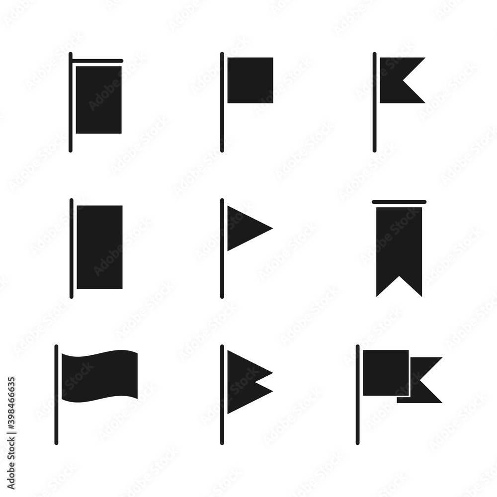 Vector Flags Icons Flags Different Shape Isolated Location Marker