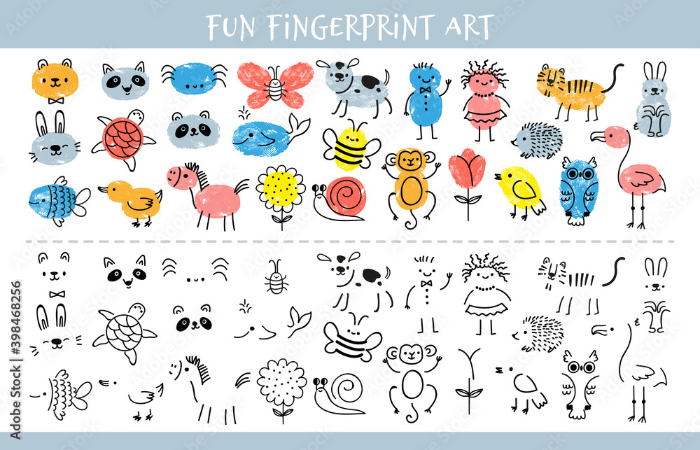 Paint with finger prints. Kids fingerprint learning art game and quiz ...