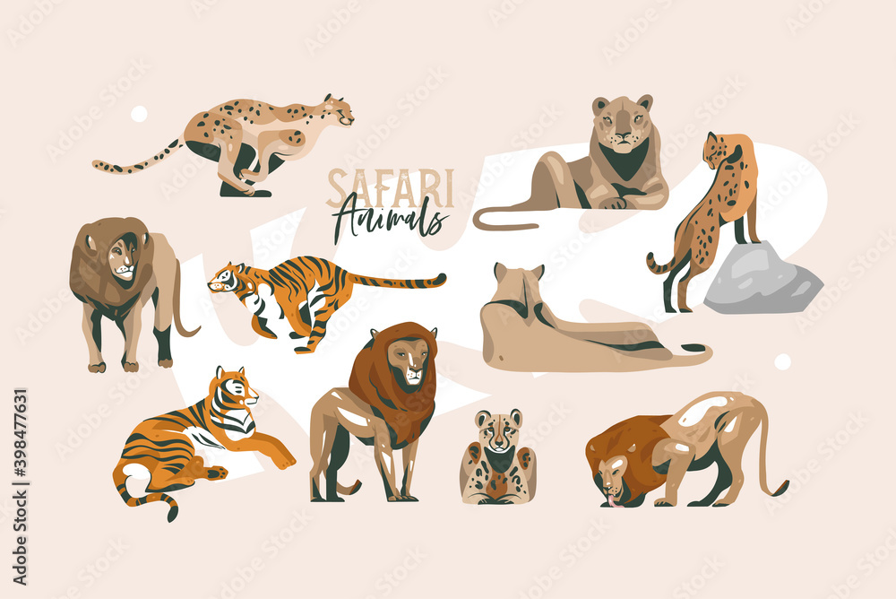 Hand drawn vector stock abstract flat graphic illustration with African ...