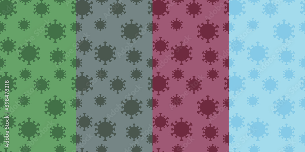 Set of vector patterns with the image of the coronavirus. Backgrounds ...