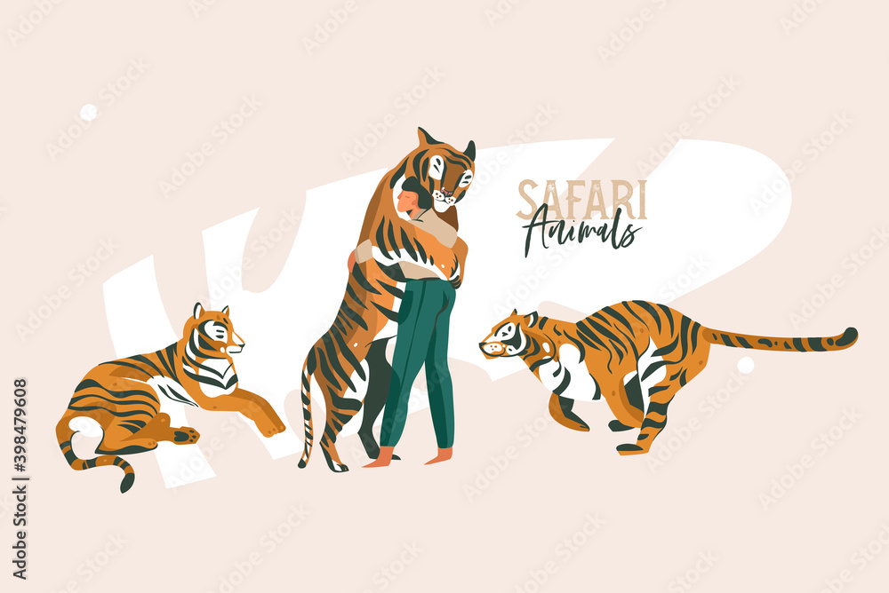 Hand drawn vector stock abstract flat graphic illustration with African ...