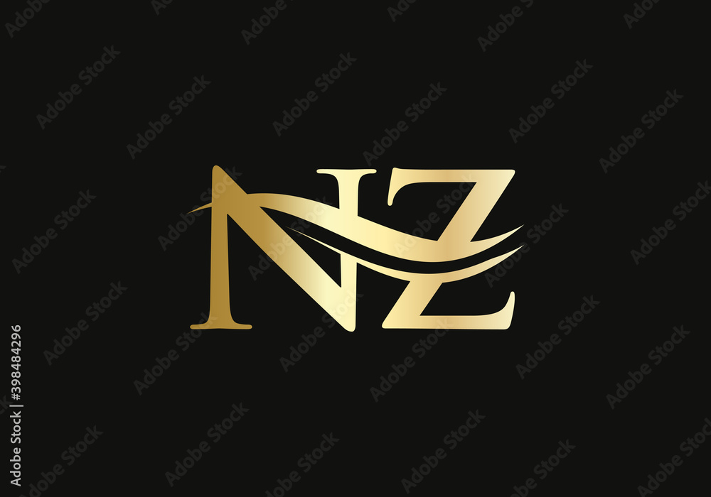 Premium NZ letter logo design. NZ Logo for luxury branding. Elegant and ...