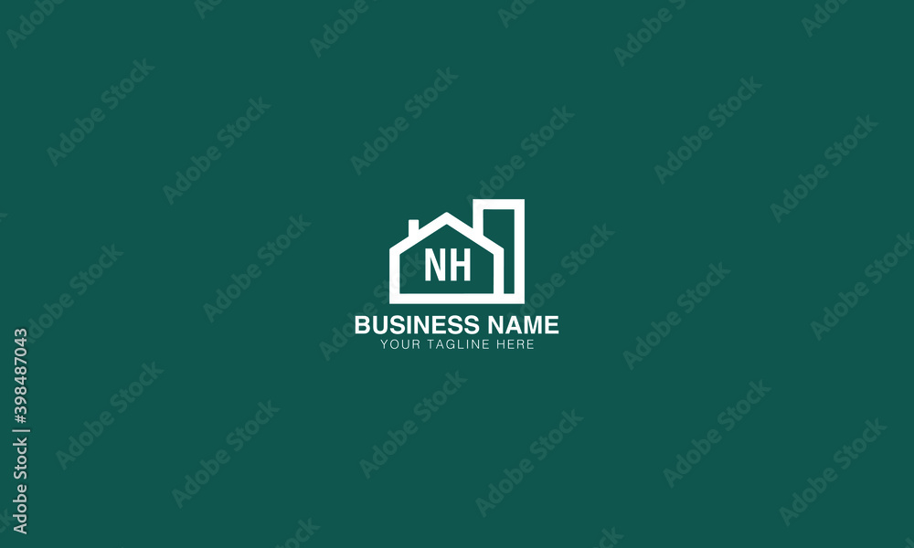 NH N H initial creative logo with home vector template image.Real ...