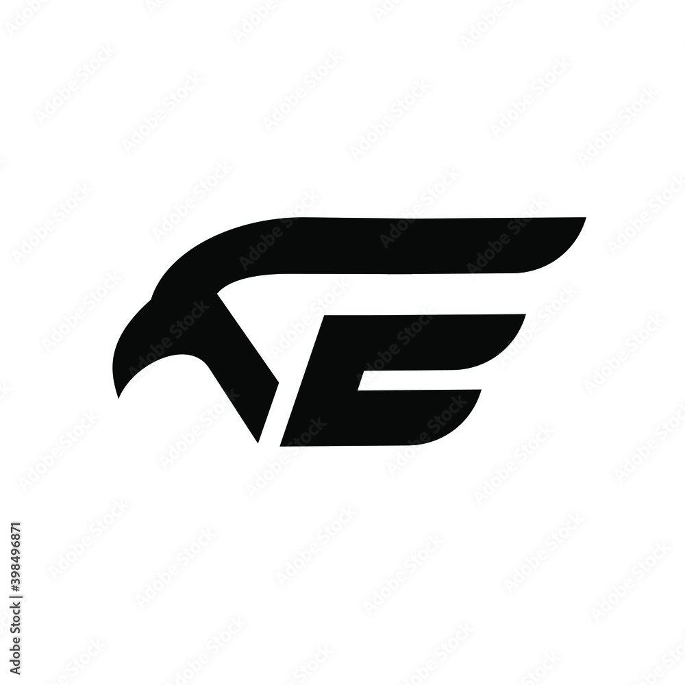 eagle falcon with Letter E logo design template Stock Vector | Adobe Stock
