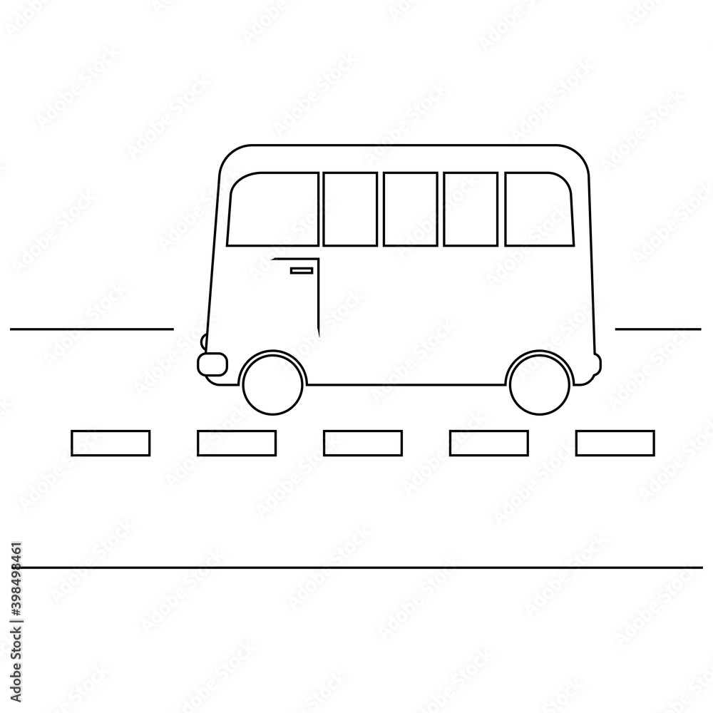 Vector illustration of an isolated doodle bus on a white background ...