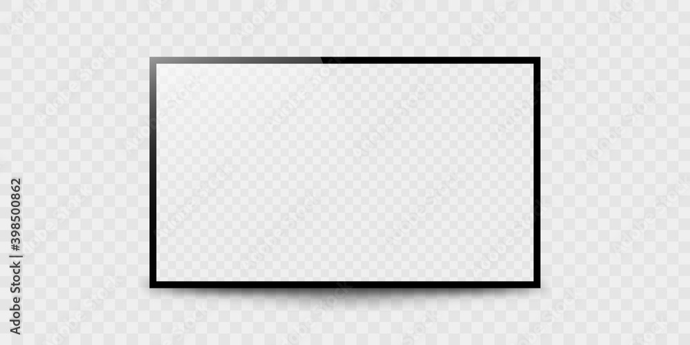 Realistic TV screen on transparent background. Modern blank screen LCD ...