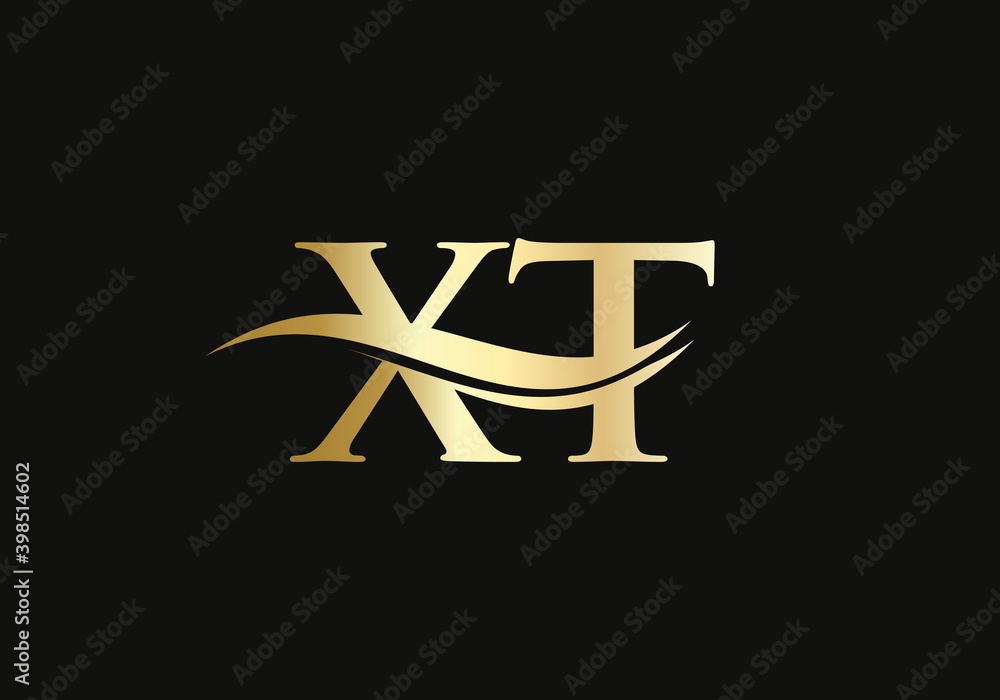 Minimalist Letter XT Logo Design with water wave concept. XT letter ...