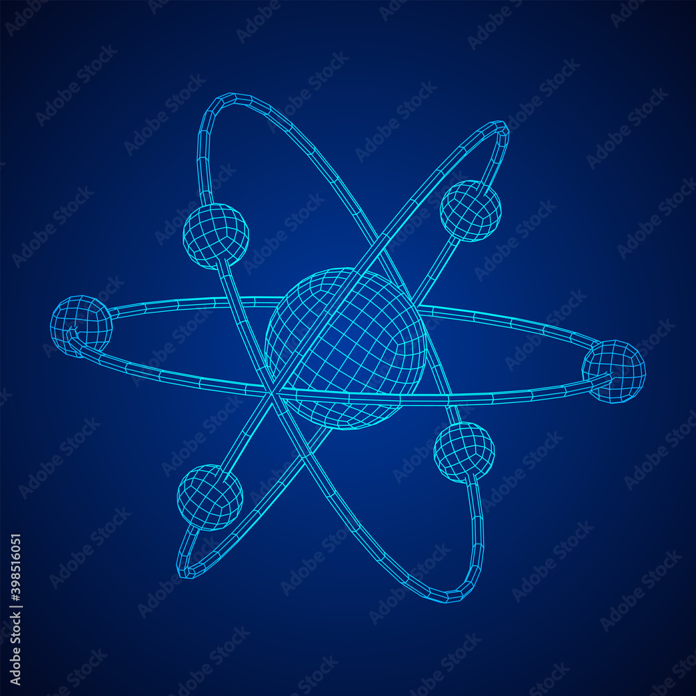 Planetary model of atom with nucleus and electrons Stock Vector | Adobe ...