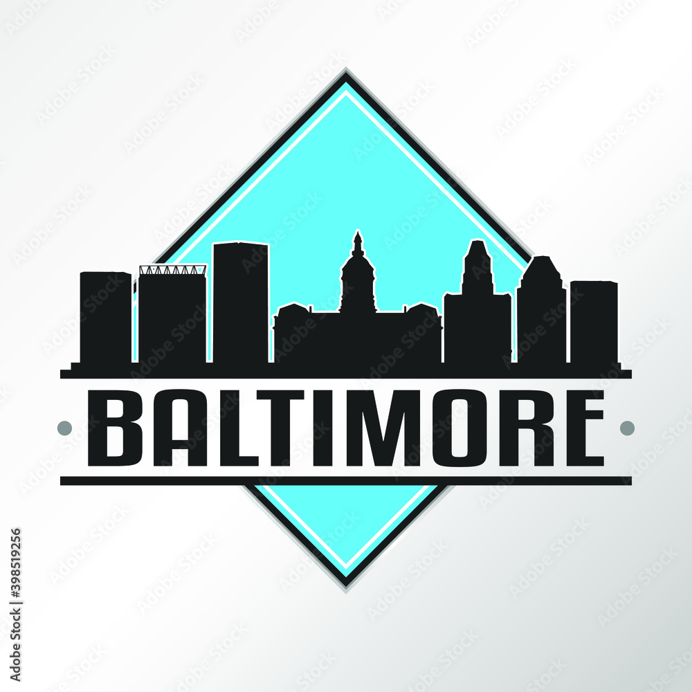 Baltimore Maryland Skyline Logo. Adventure Landscape Design. Vector ...