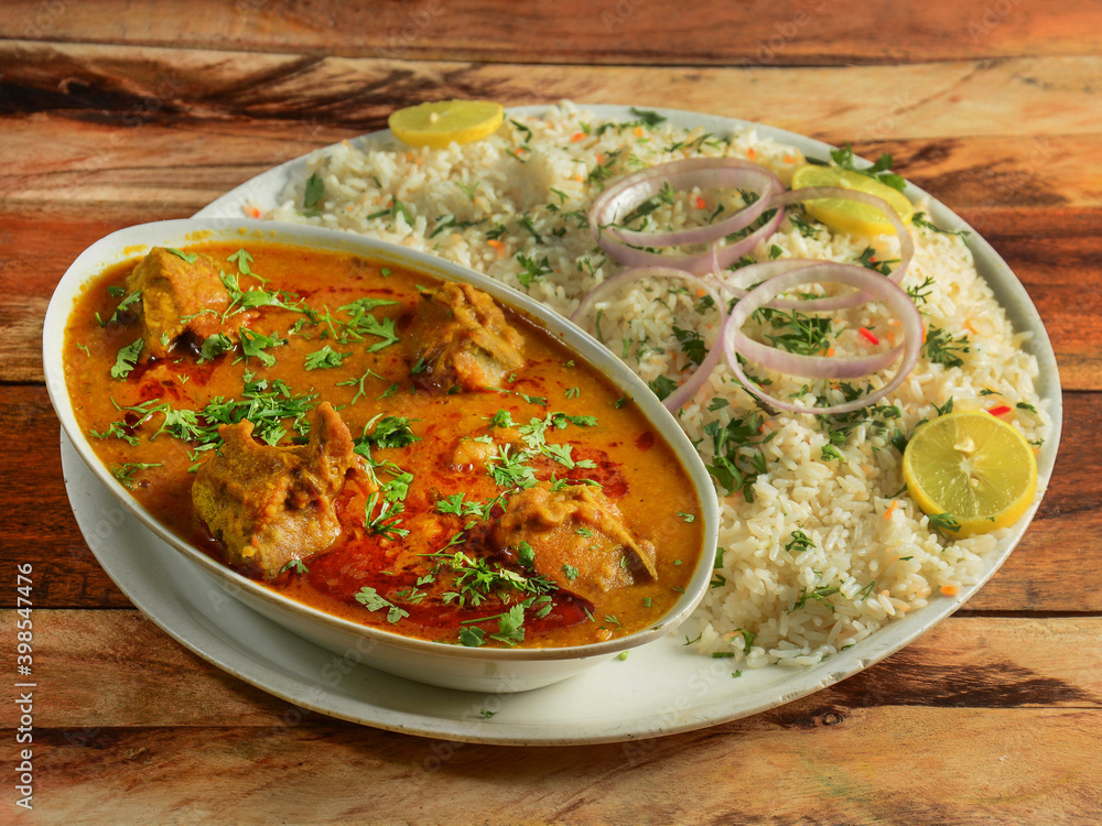 Mutton Dalcha rice, made of mutton, chana dal, tamarind and indian ...