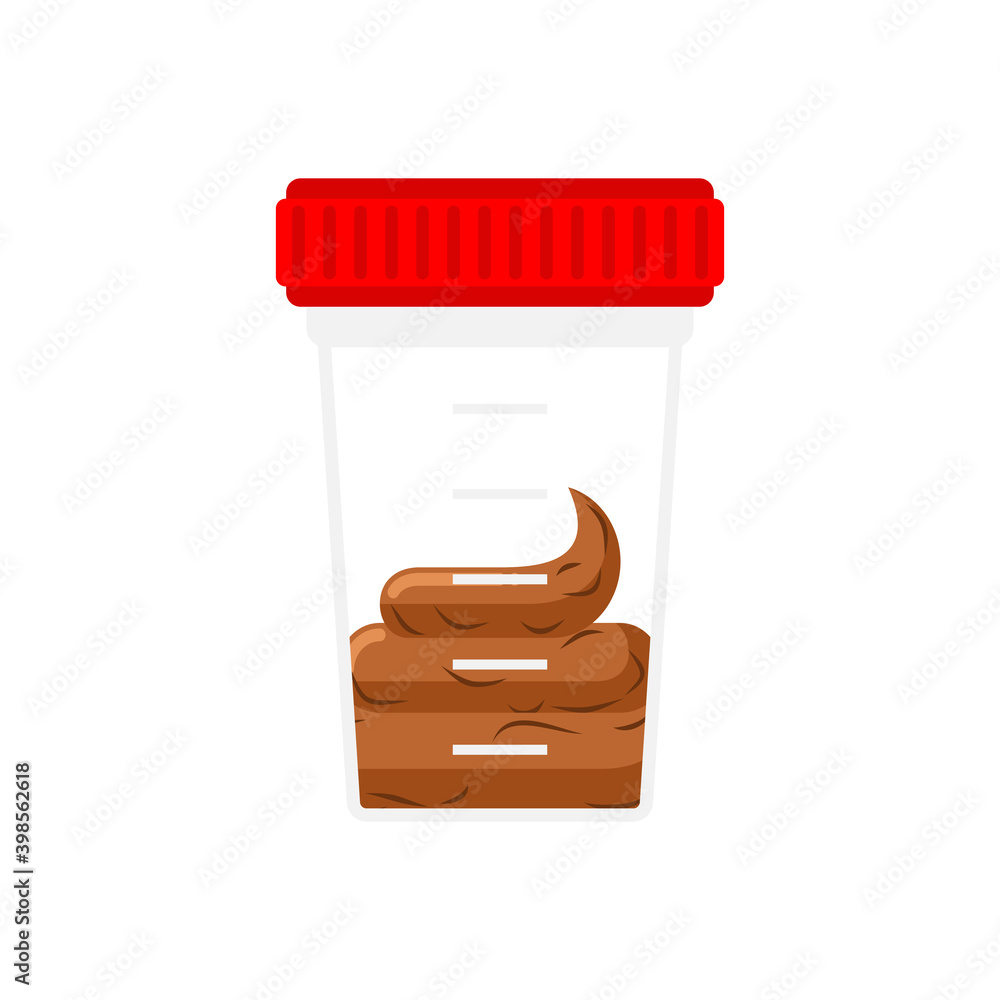 Stool analysis. Plastic jar for analysis. Feces and urine collection ...