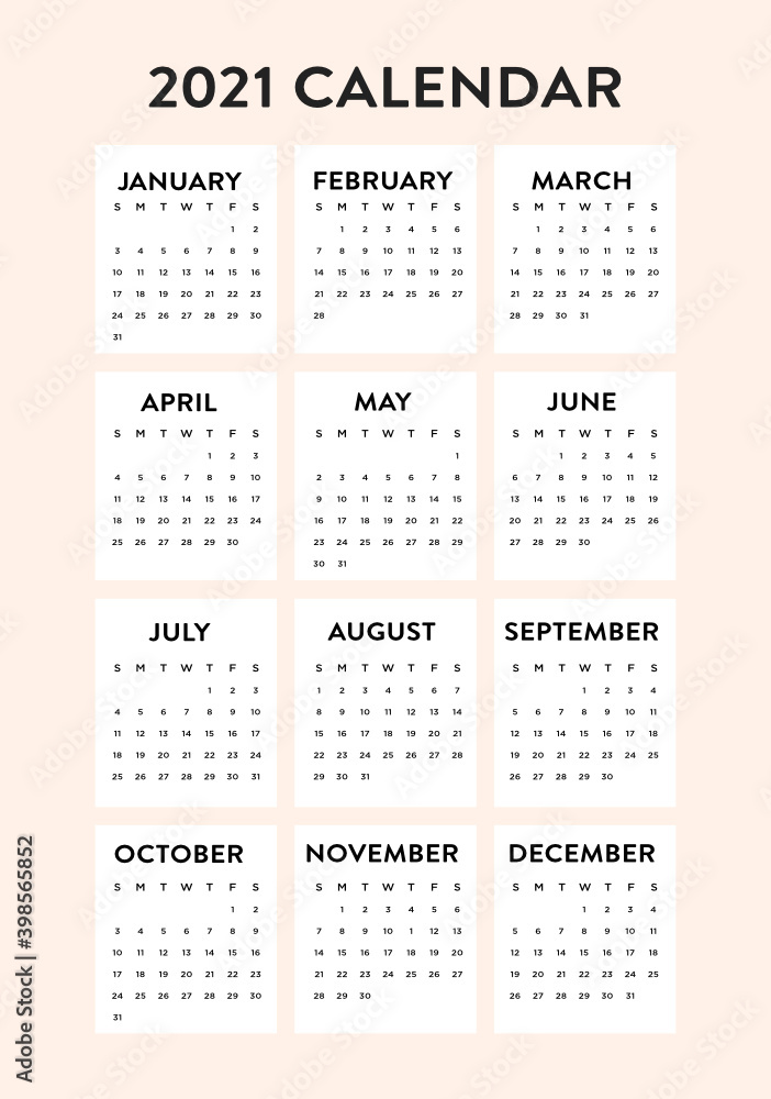 2021 Yearly Calendar, Calendar Planner, 2021 Planner, Organizer ...
