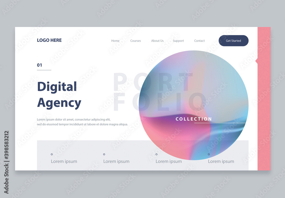 Modern Website Landing Page Layout with Minimal Gradient Design Stock ...