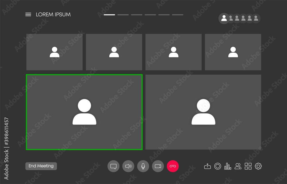 Video chat user interface, video calls window overlay. UI UX design ...