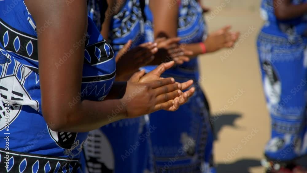 African women clapping hands, traditional choir sing and dance, slow ...