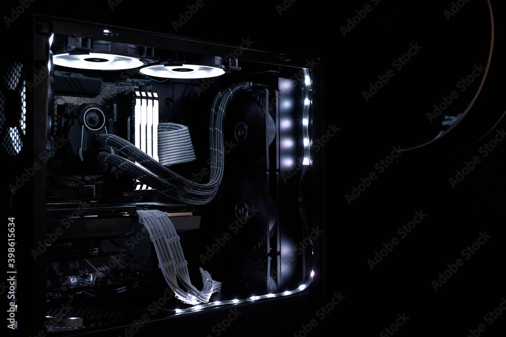 Fotka „high end computer pc interior white rgb led computer interior on ...