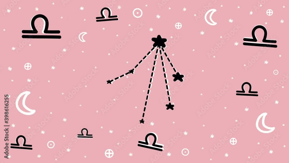 Hand drawn stop motion animation of Libra zodiac sign symbol and ...