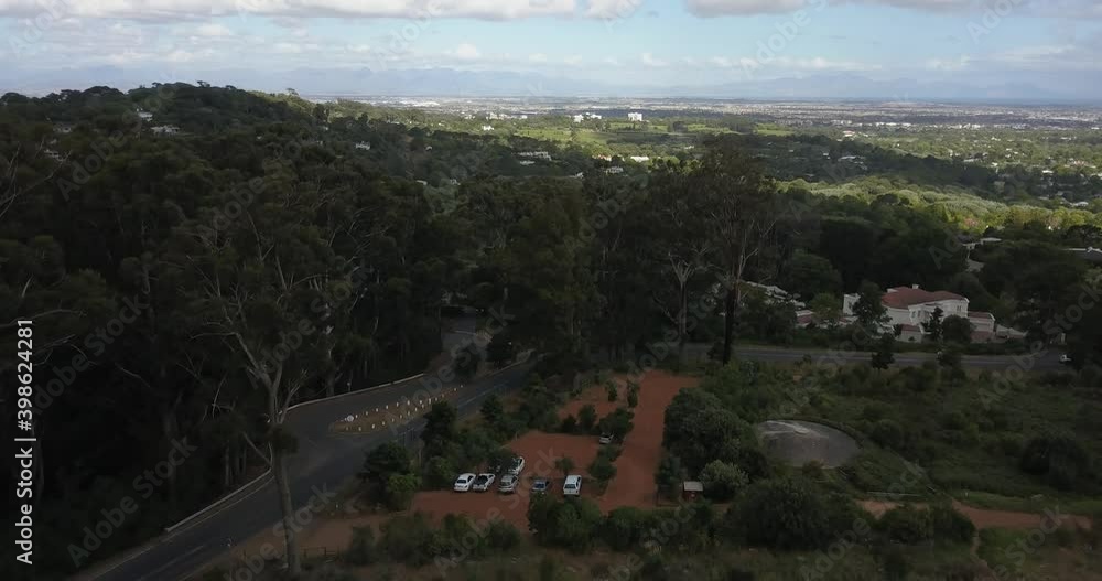 4K summer day aerial video of Cecilia Forest near Cape Town Constantia ...