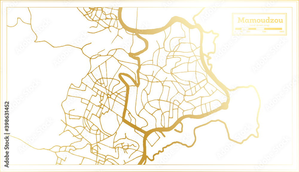 Mamoudzou Mayotte City Map in Retro Style in Golden Color. Outline Map ...