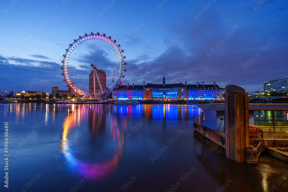 London,UK-December 2018:The Millennium wheel known as London Eye. It's ...