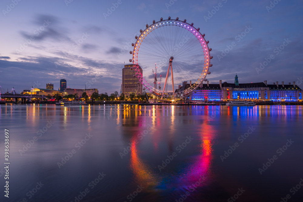 London,UK-December 2018:The Millennium wheel known as London Eye. It's ...