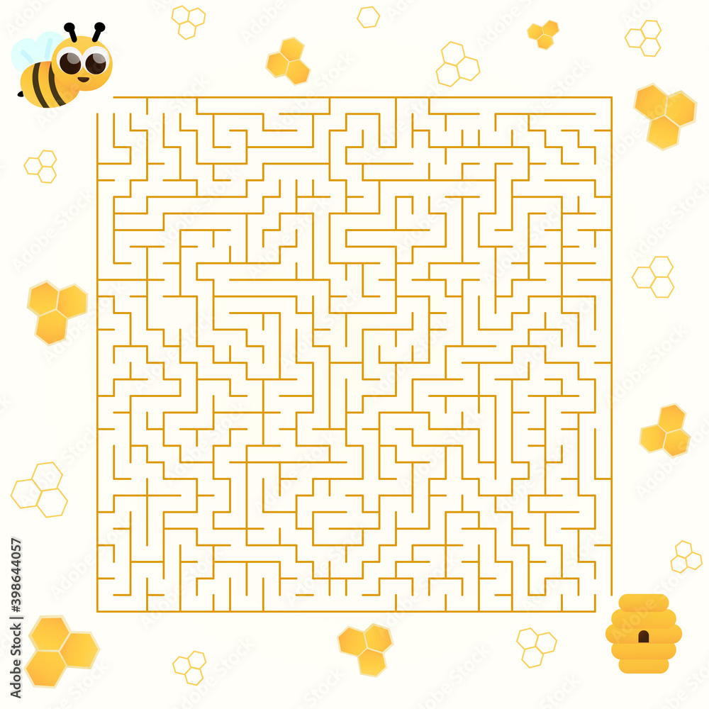 Labyrinth for children books with cute cartoon character bee, help to ...