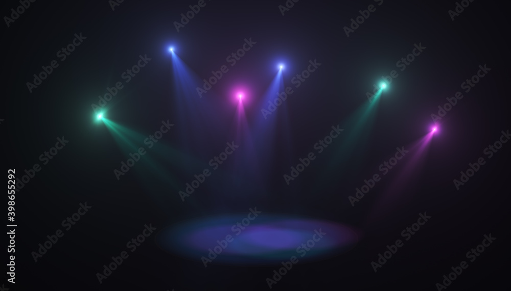 Color stage light effect background.Abstract spotlight stage.Concert ...