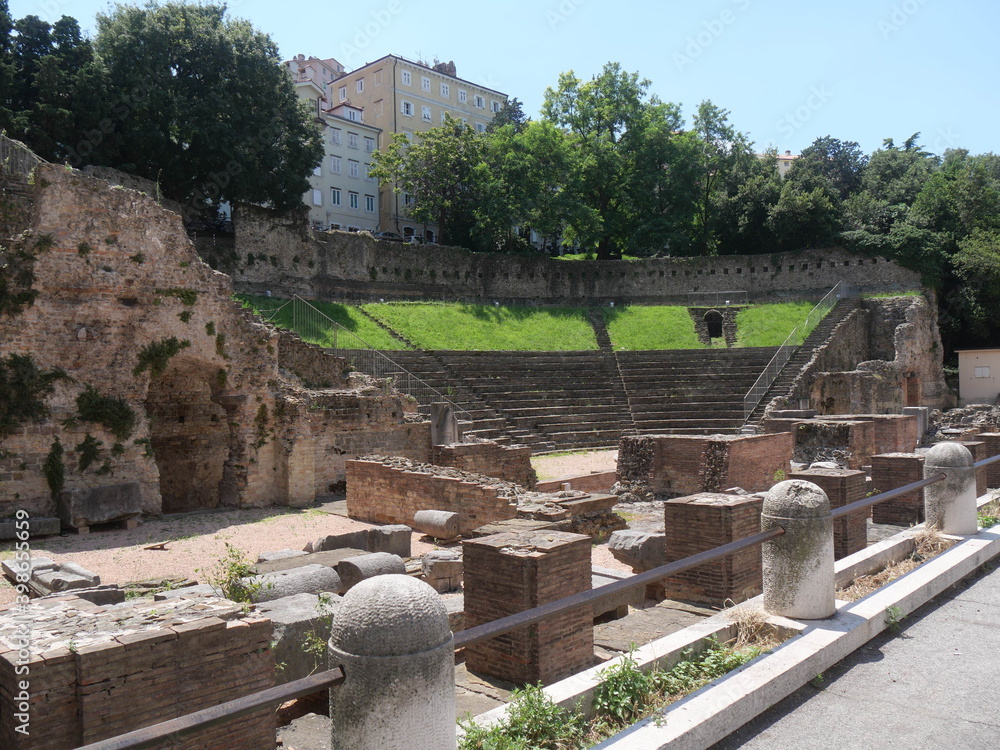 Roman theatre in Trieste, with stone steps arranged in an Amphitheater ...