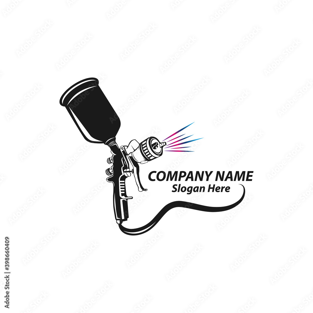 Monochrome illustration of metal spray gun. Isolated on white ...