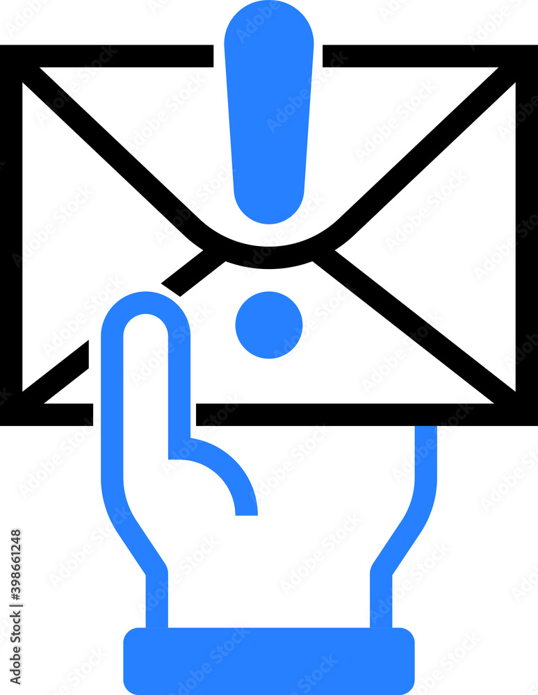 Dangerous message. Email error icon.Envelope icon with exclamation mark ...