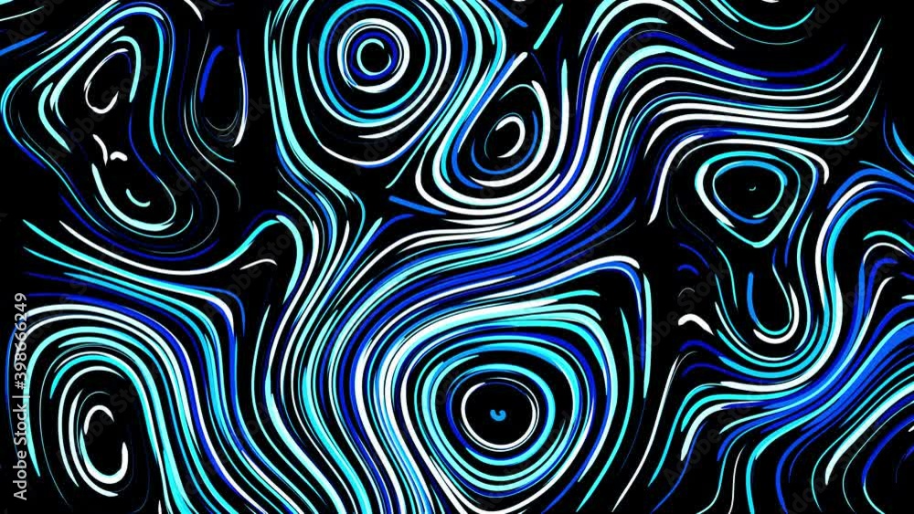 Abstract creative looped bg with curled lines like blue trails on ...