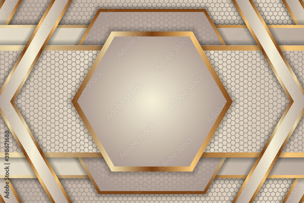 symmetric design of abstract geometric background use horizontal layout. soft brown and gold ...