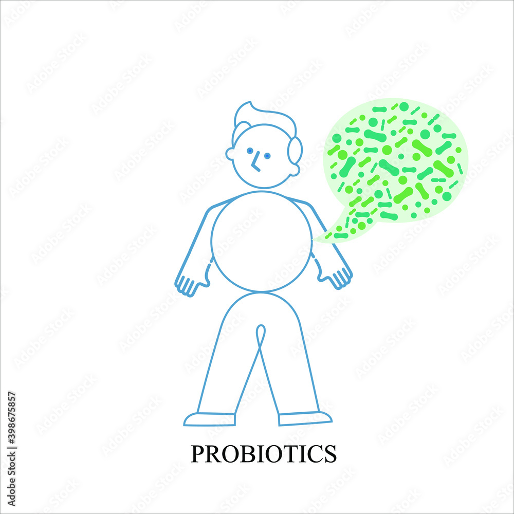 Probiotics vector background, lacto bacteria supplement, correct ...