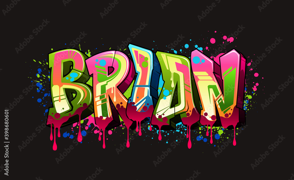 Brian. A cool Graffiti styled design. Legible letters for all ages ...