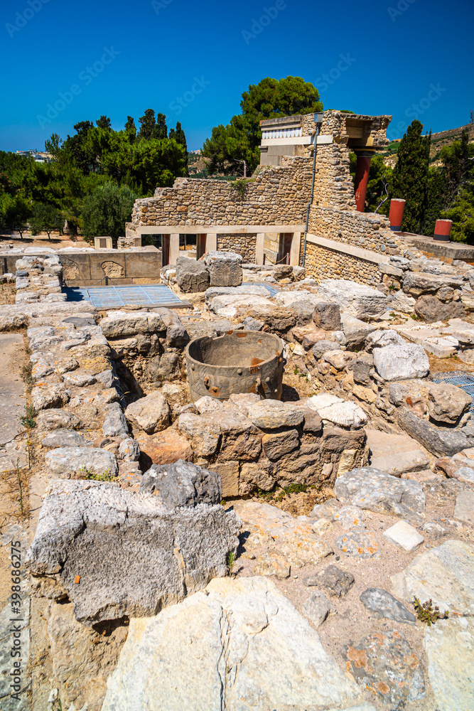 Old walls of Knossos near Heraklion. Detail of ancient ruins ruins of ...