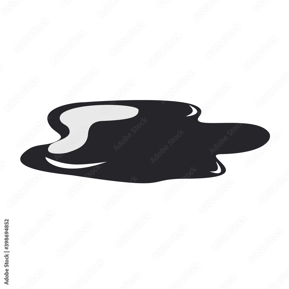 Vecteur Stock Black ink spill puddles icon vector isolated on white ...