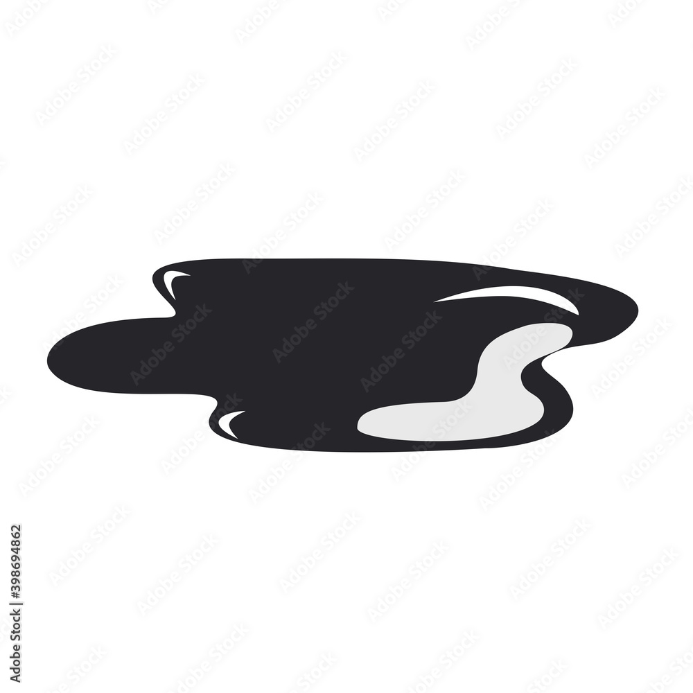 Black ink spill puddles icon vector isolated on white background. Black ...