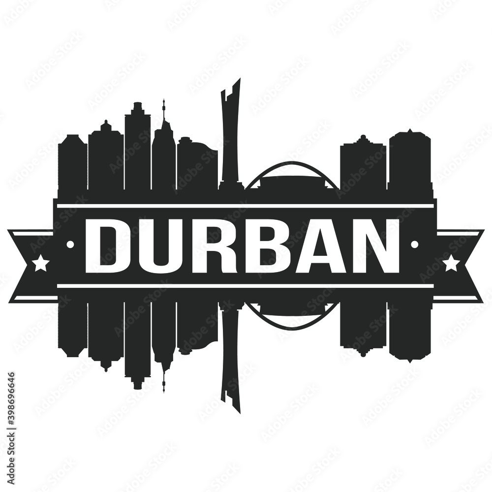 Durban South Africa Skyline Silhouette Design City Vector Art Famous ...