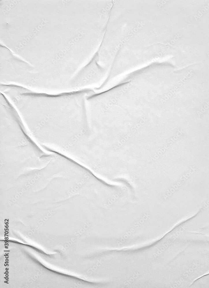 Glued Paper For Poster Texture Blank White Crumpled And Wrinkled Paper